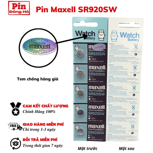 [HCM] Pin 920 Maxell SR920SW Âu 1 vỉ 5 viên. Pin sr920 dùng cho đồng hồ ...