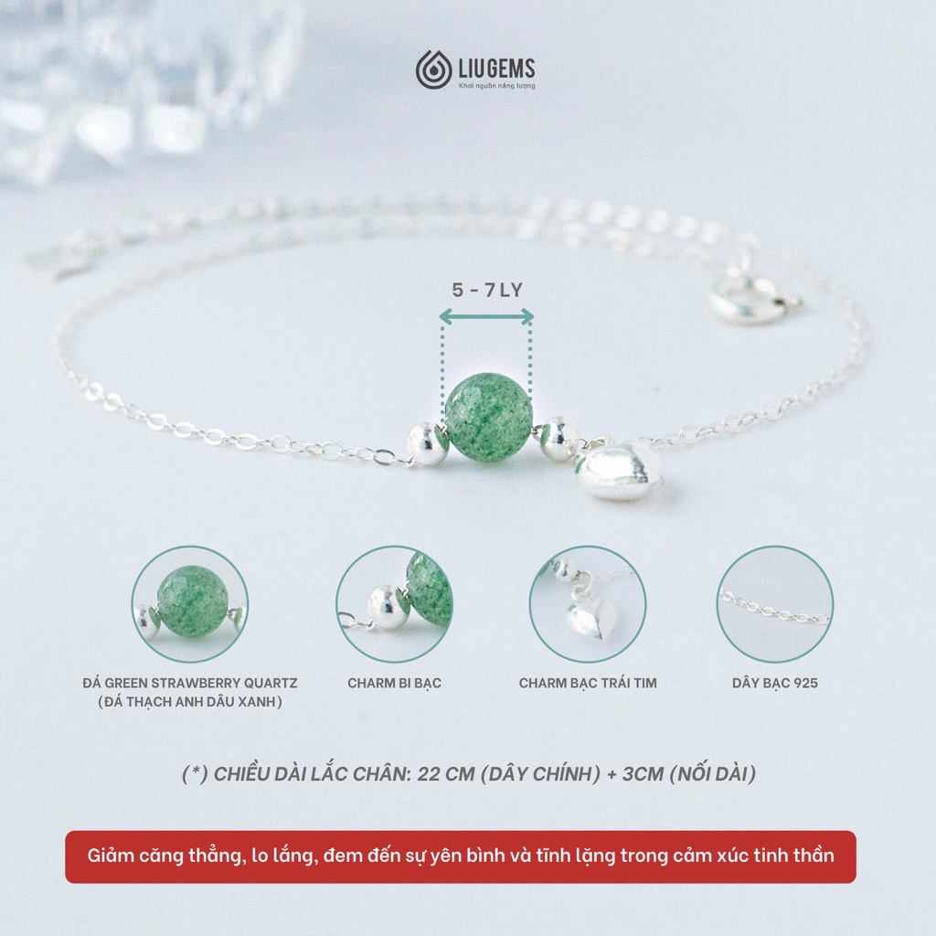 Lắc Chân Bạc Nữ 925 Đính Đá Liugems Phong Thuỷ Tự Nhiên Handmade Mix ...