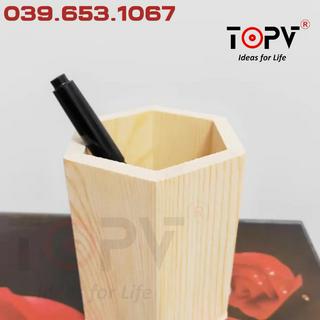 Hộp đựng bút để bàn gỗ ống kệ đựng bút cute TOPV lọ ống cắm bút ly cốc hũ để bàn học TopV HN ...