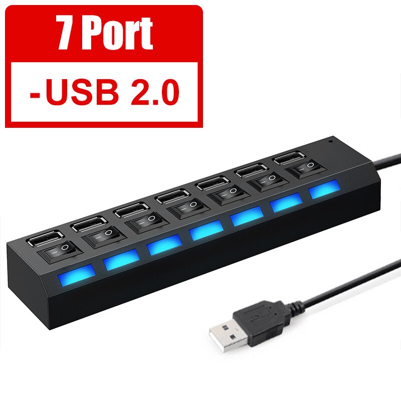 Hub USB 3.0 - BỘ CHIA 7 CỔNG USB HUB 3.0/ 2.0 tốc độ cao với công tắc ...