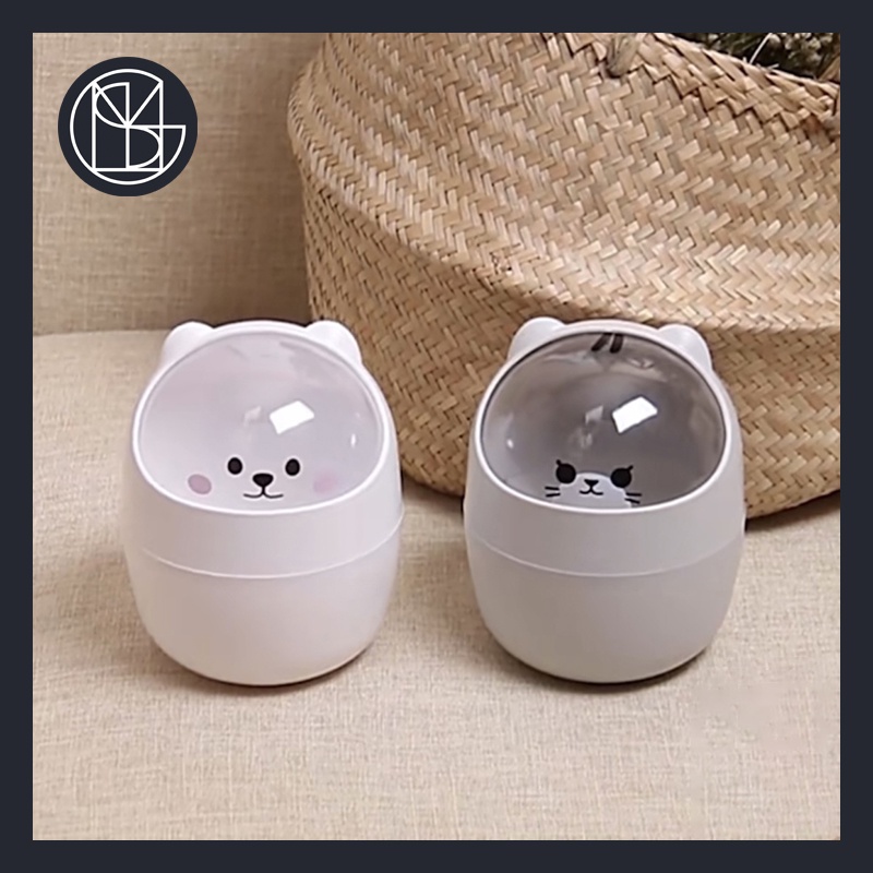[Kèm sticker] Thùng Rác mini để bàn, Hộp đựng đồ trang điểm, bông tẩy ...