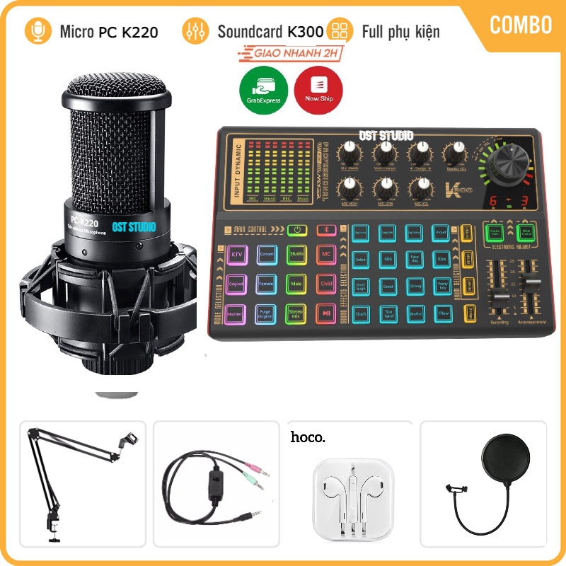 Trọn Bộ Sound Card K300 Mic PC K220 . Chuyên Dùng Livestream , Thu Âm ...