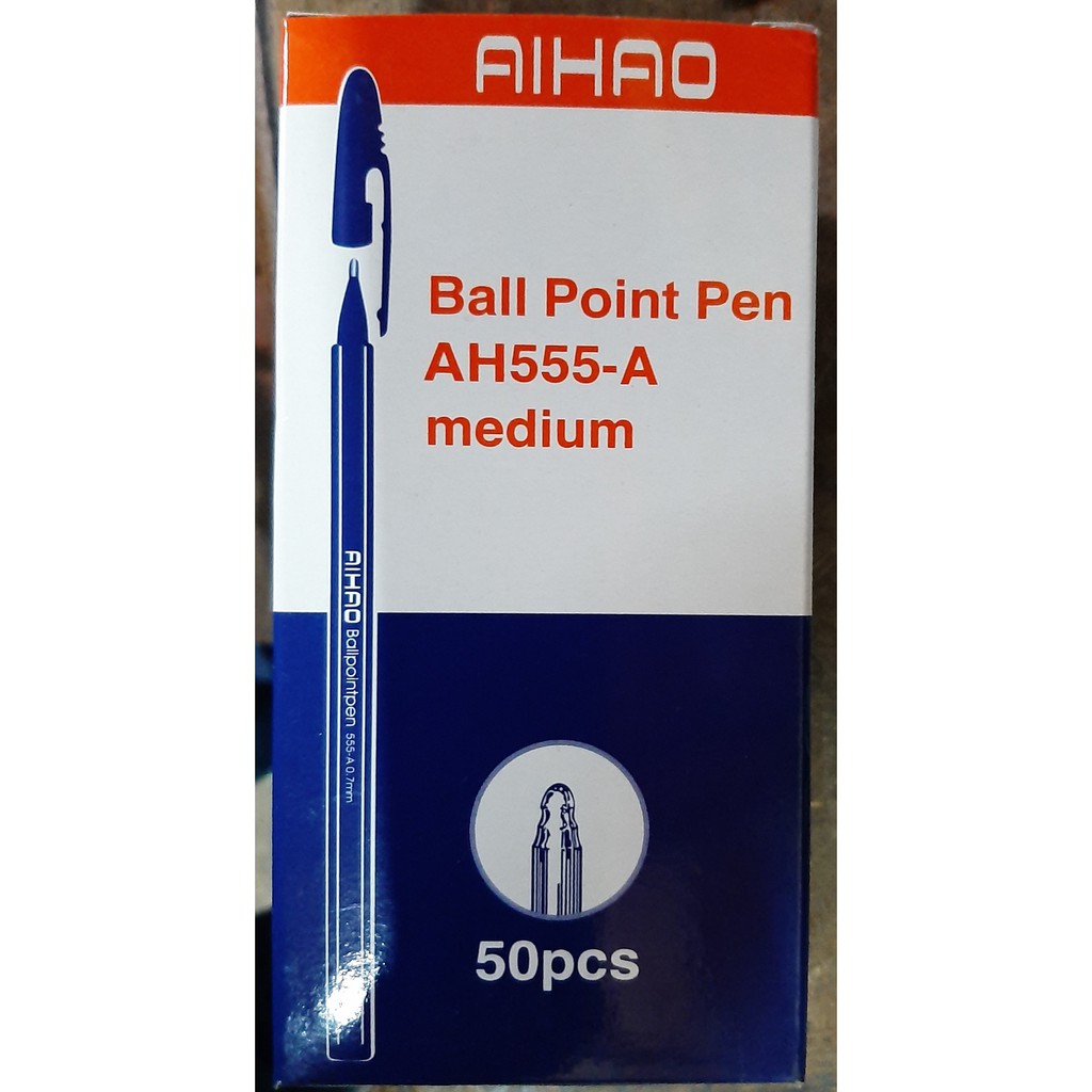 Hộp 50 bút bi AIHAO AH555-A (Xanh - Đỏ - Đen) | Shopee Việt Nam
