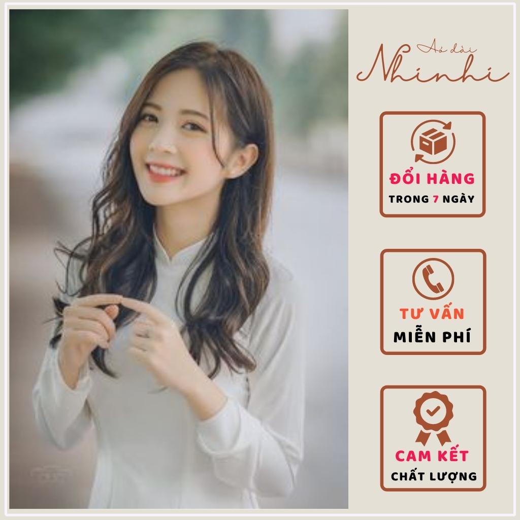 Áo dài trắng học sinh đi học, áo dài nữ sinh NHINHI lụa Mỹ | Shopee Việt Nam