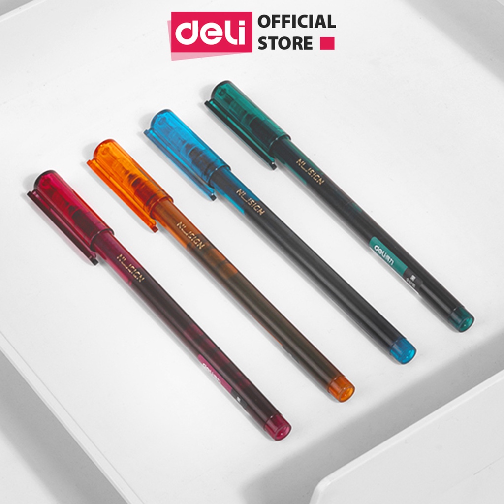 Bút gel nắp đậy Deli mực đen 0.5mm - Dung tích mực lớn, nét viết trơn ...