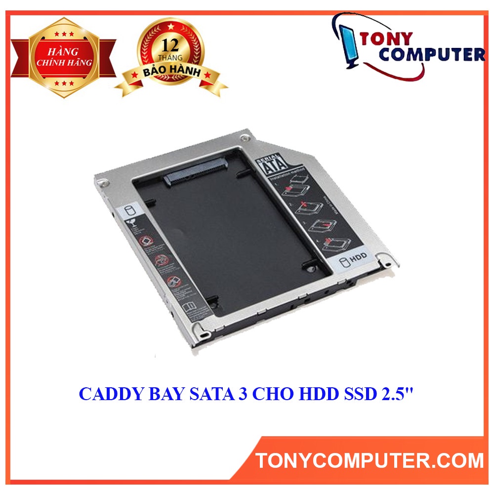 Caddy Bay HDD SSD SATA 3 9.5mm/12.7mm - Khay ổ cứng thay thế ổ DVD ...