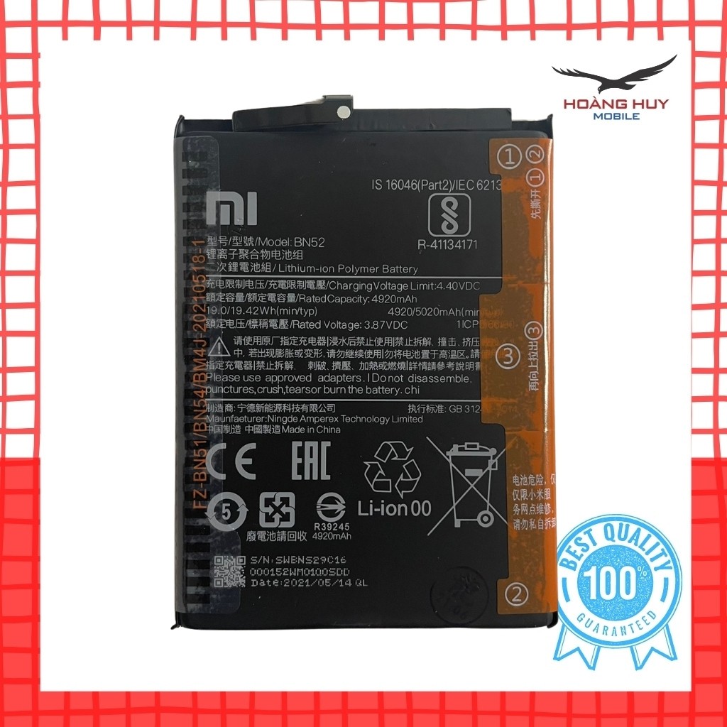 Pin Xiaomi Redmi Note 9 Pro BN52 Dung Lượng 5020mAh Hàng Zin Nhập Khẩu ...