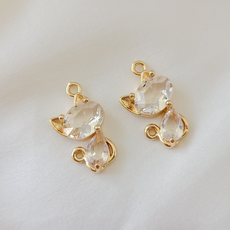 Mặt dây chuyền mèo Diy 14K Vàng dát Zircon trong suốt | Shopee Việt Nam