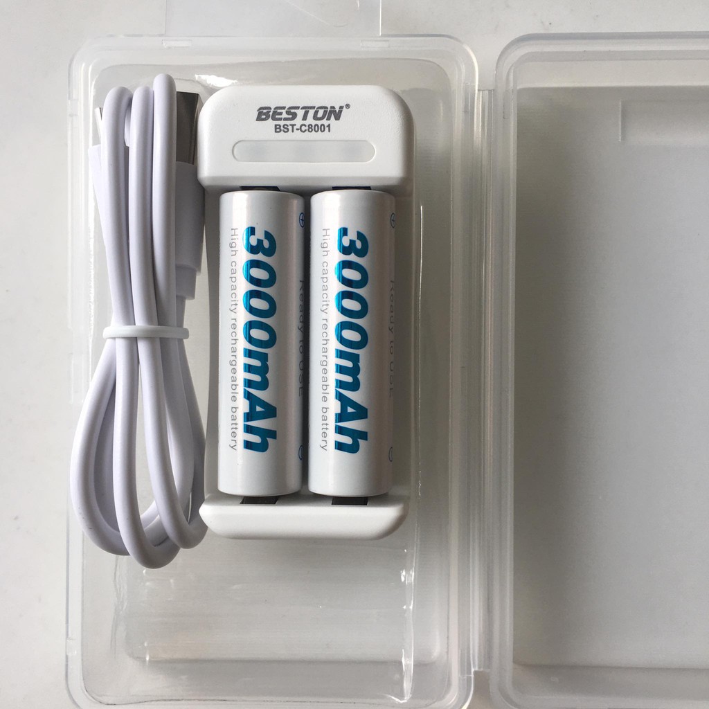 Bộ sạc pin 2 cổng Beston C8001 Sạc được 2 loại pin AA/AAA 1.2V dùng cho ...