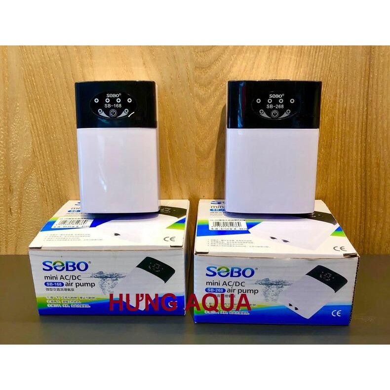 Máy sủi oxy - Sủi oxy - Máy sủi oxy tích điện 1 vòi SB-168, 2 vòi SB-268 đủ phụ kiện cho hồ cá ...