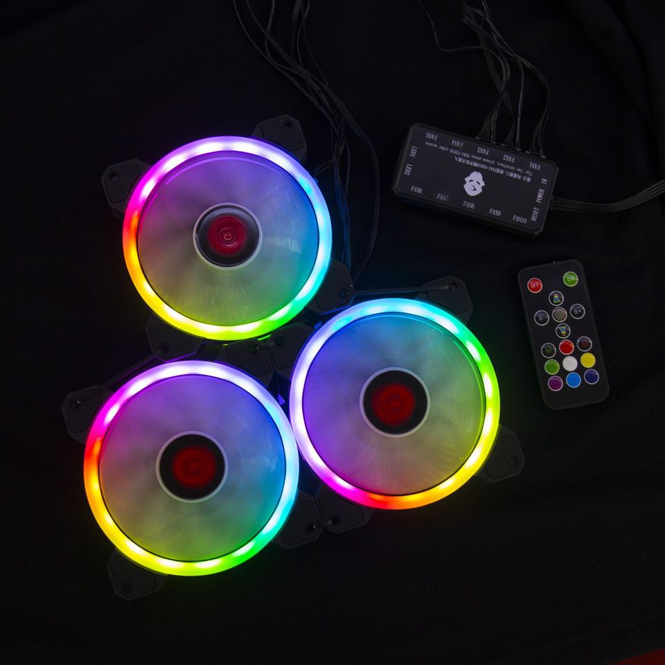 Combo 3 Fan Led RGB Coolmoon+ Tặng Bộ Hub Kết Nối Nguồn Và Điều Khiển ...