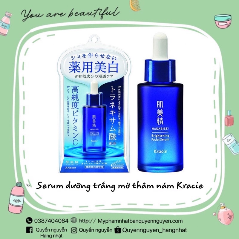 Serum tinh chất dưỡng trắng da mờ thâm nám kracie hadabisei brightening facial 30ml nhật bản ...