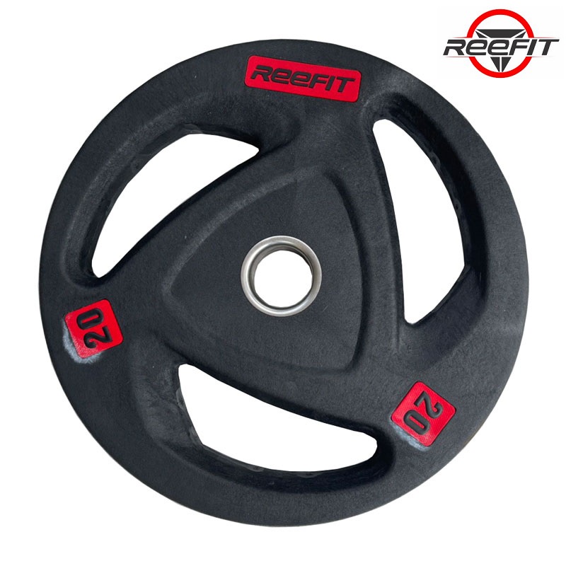 Bộ 2 tạ miếng tạ bánh cao su 3 lỗ Reefit 20kg phi 50 màu đen (gồm 2 ...