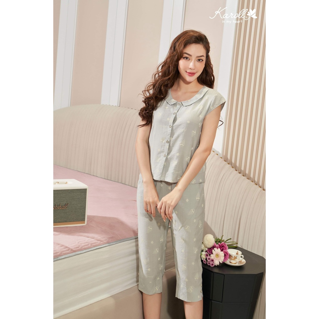 Hãng Karoll - Đồ bộ mặc nhà nữ quần ngố tay cộc chất linen NH22.034 ...
