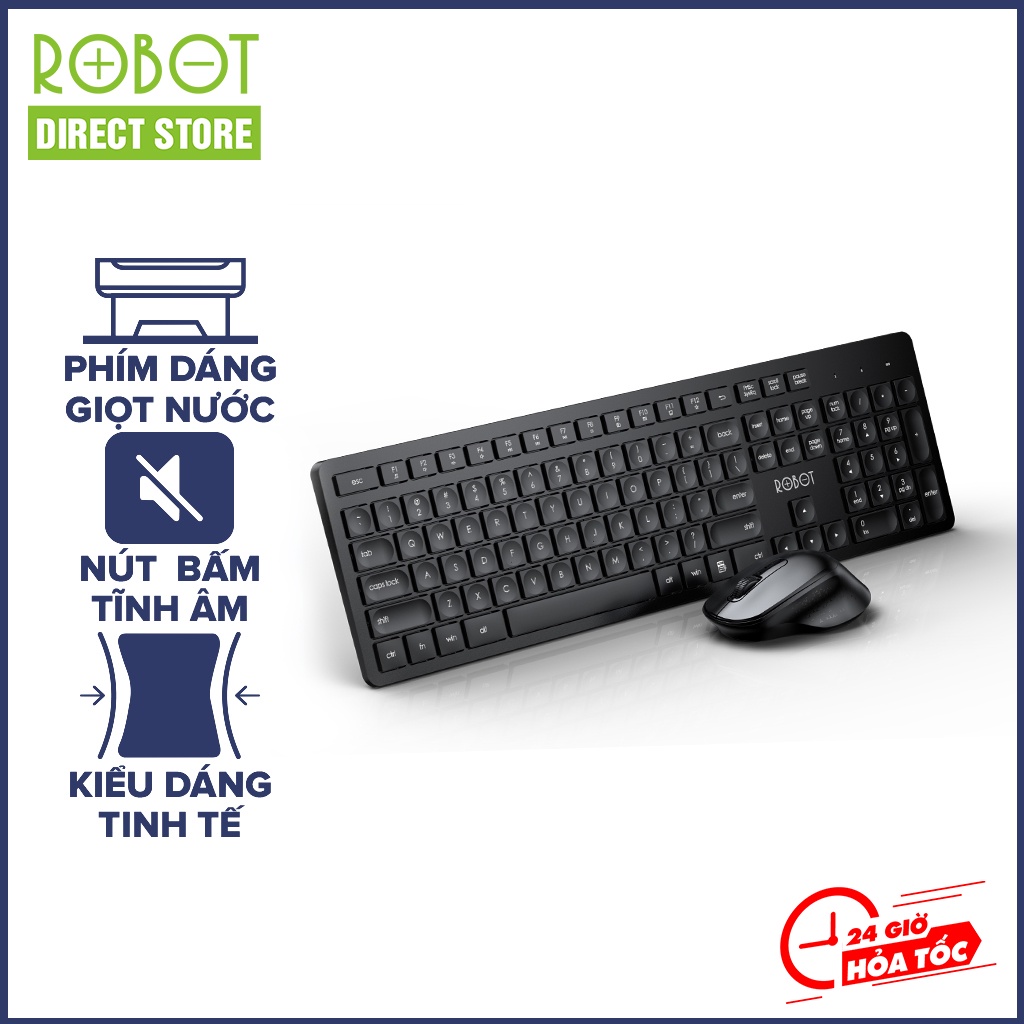 Bộ bàn phím và chuột tĩnh âm không dây Robot KM4000 Robot Direct Store ...