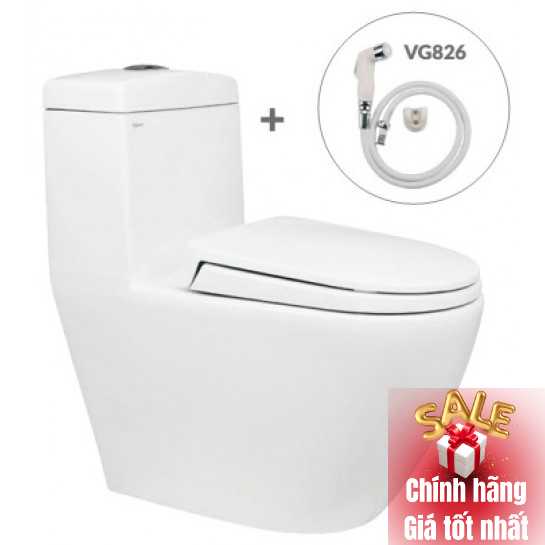 Bồn cầu 1 khối Viglacera V199 Xả Nhấn Nắp V86 rơi êm Tặng kèm vòi xịt ...