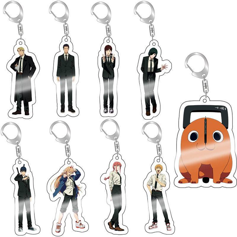 Anime Chainsaw Man Key Chain Ring Cute Denji Makima Aki Hayakawa Power ...