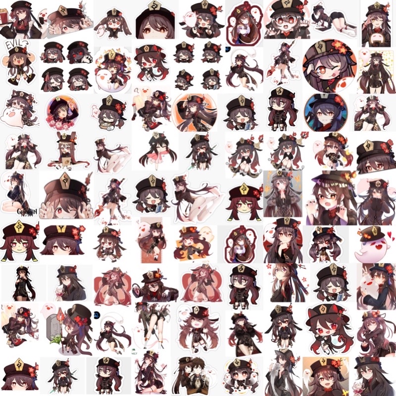 Sticker dán Hutao 30-60 cái ép lụa khác nhau / Hình dán Hutao genshin ...