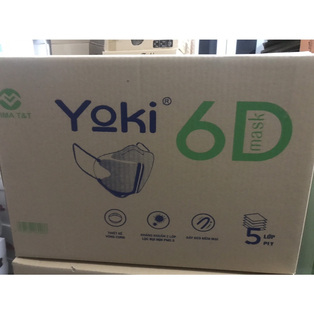 Sỉ Khẩu trang yoki 6D Mask Yoki kháng khuẩn lọc bụi 2.5pm 1 thùng 50 ...