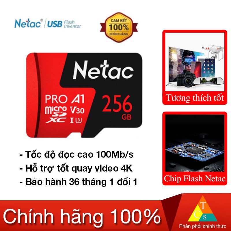Thẻ nhớ Netac 256GB Pro Micro SDXC TF Memory Card Data Storage V30/UHS ...