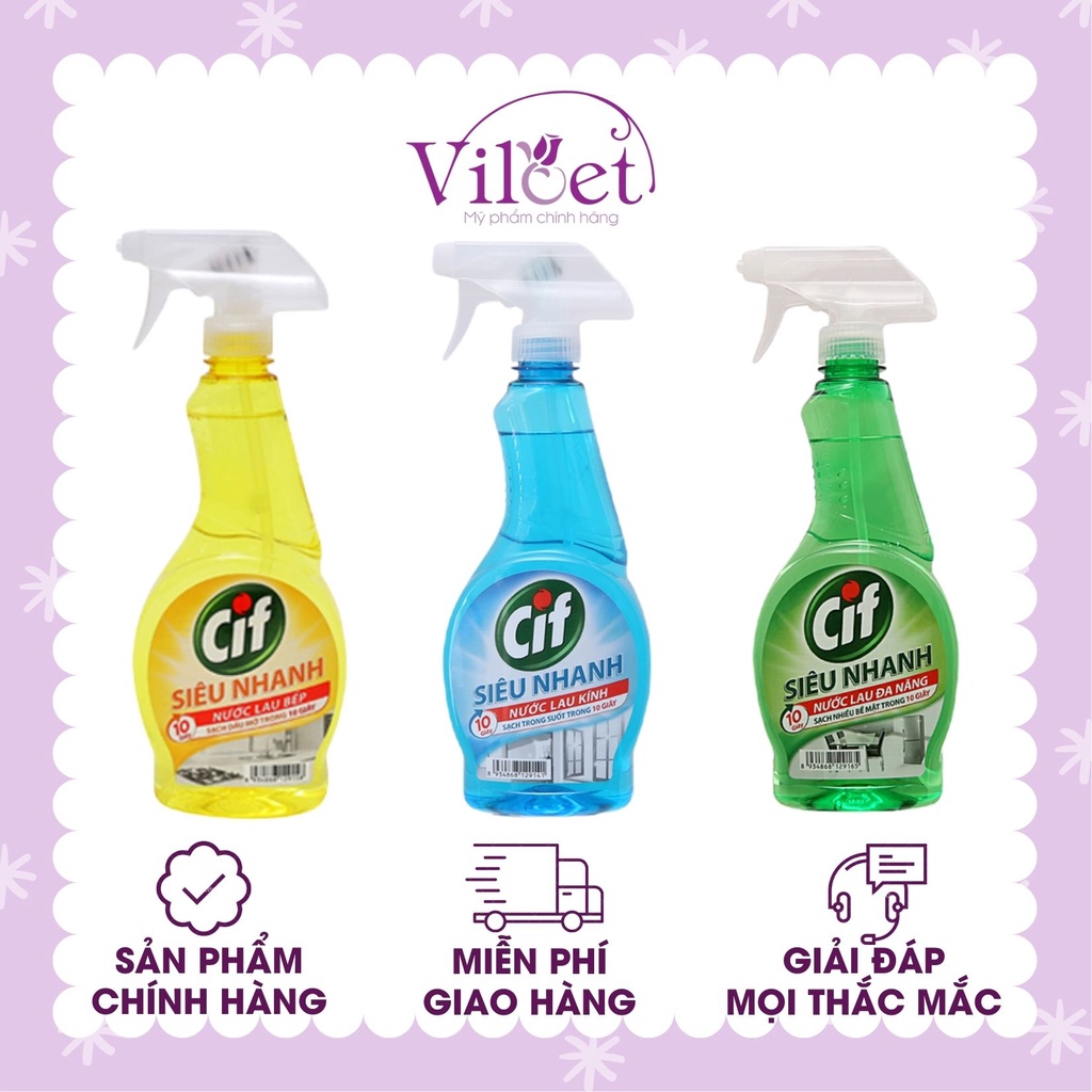 Xịt lau bếp Cif, nước lau kính đa năng sạch vết bẩn mùi thơm thiên ...