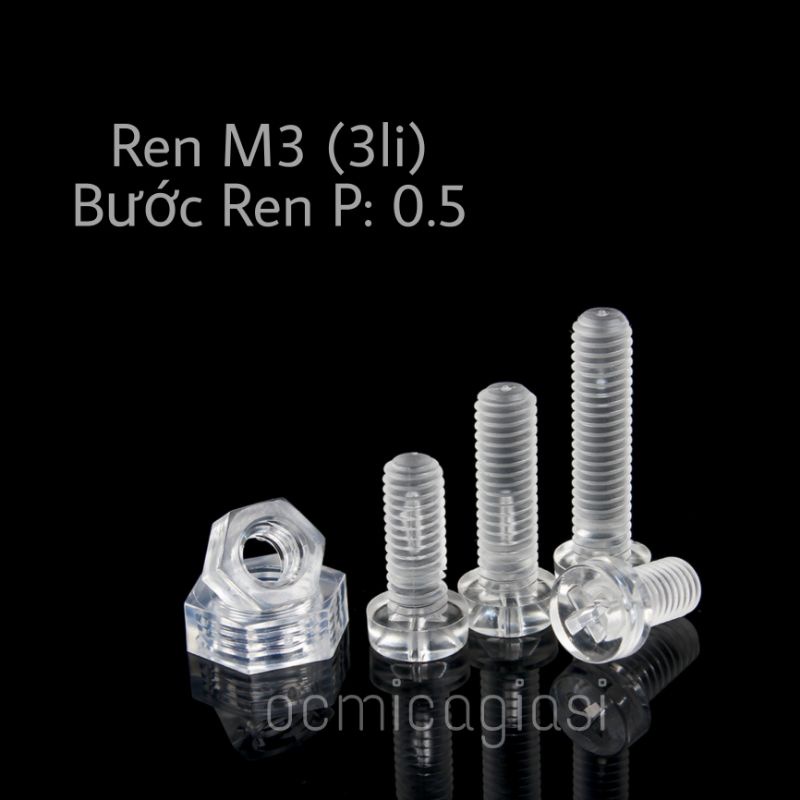 Combo 50 ốc mica ren M3 (3ly) vặn vít trong suốt | Shopee Việt Nam