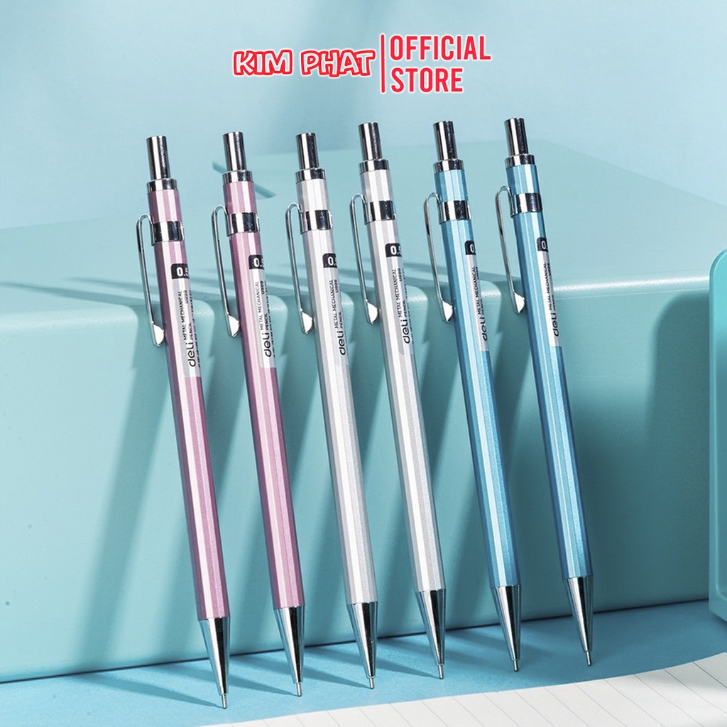 Bút chì kim bấm DELI U998 / U999, Ngòi 0.5mm/0.7mm Vỏ Kim Loại Có Kèm ...