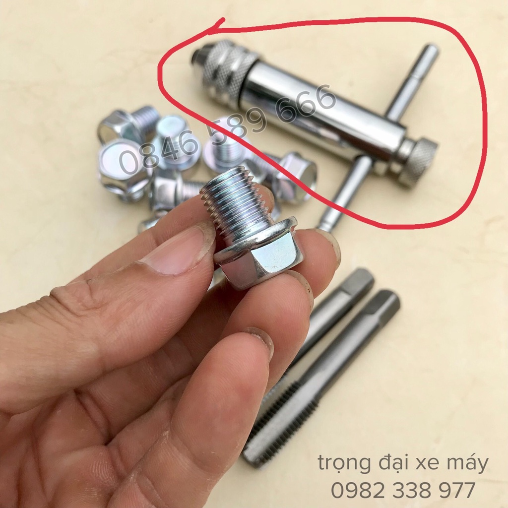 Bộ taro + 10 ốc dầu 13ly sử lý chờn ren ốc dầu xe máy | Shopee Việt Nam