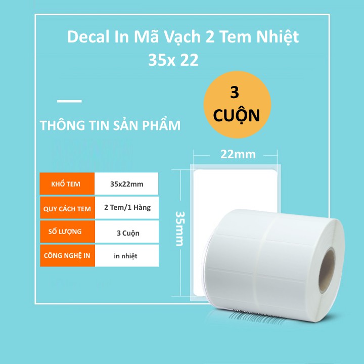 Decal in nhiệt, Giấy in tem mã vạch 2 tem 35x22 mm - 3 Cuộn | Shopee ...