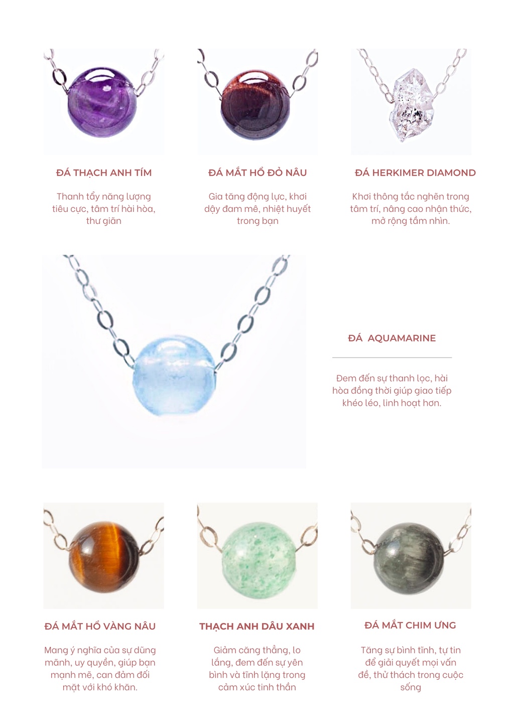 Dây Chuyền Bạc Nữ Liugems 1 Hạt Size Nhỏ Tinh Tế Mix Đá Phong Thuỷ Tròn ...