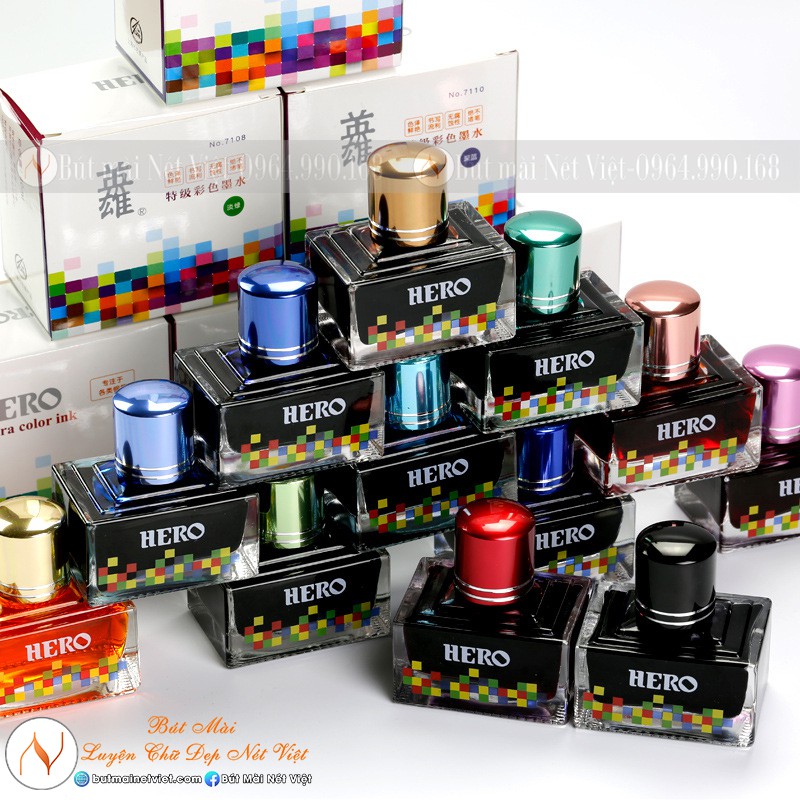 Mực bút máy Hero 40ml cao cấp chuyên dùng Luyện chữ đẹp | Shopee Việt Nam