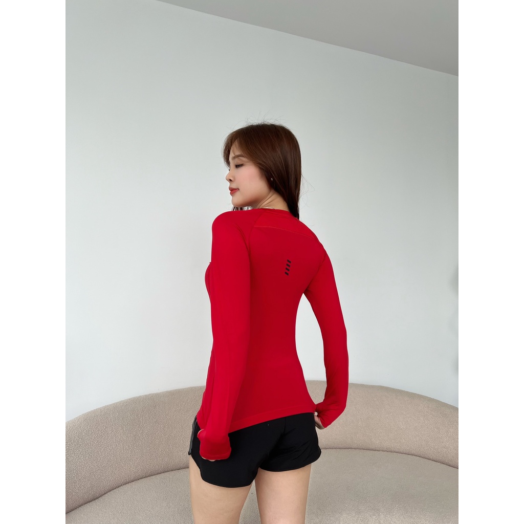Áo thun dài tay thể thao nữ Reeta form trơn cực tôn dáng thiết kế xỏ ...
