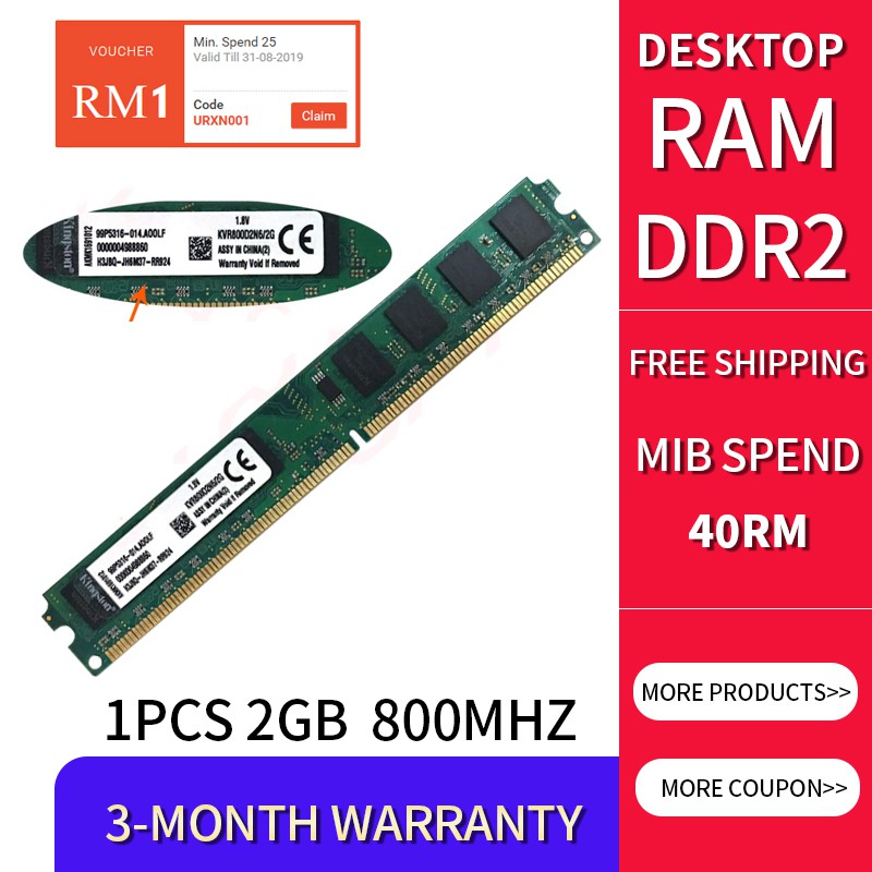 Thẻ Nhớ Kingston 2GB DDR2 RAM 800MHz Cho PC RAM PC2-6400U | Shopee Việt Nam