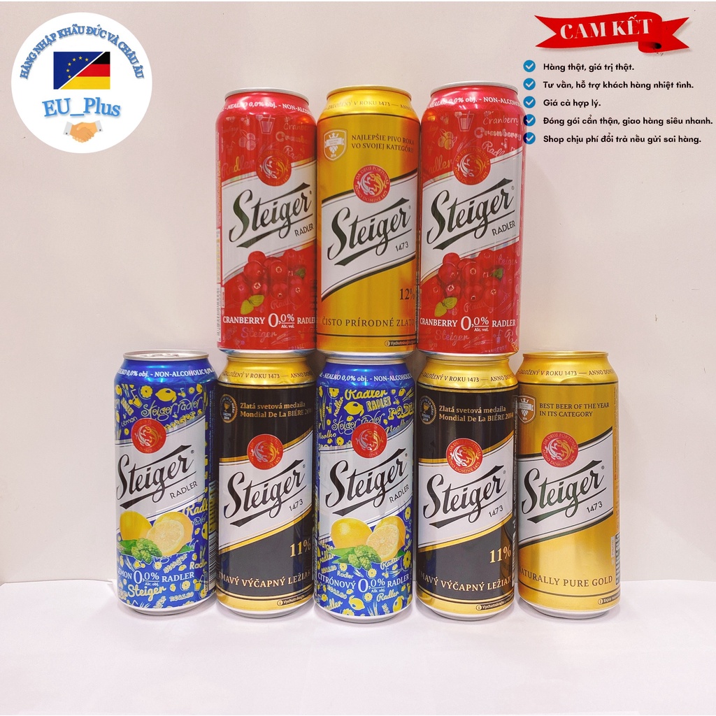 LOG 6 lon bia Steiger vàng/ đen 500ml - Cộng hòa Slovakia. | Shopee ...