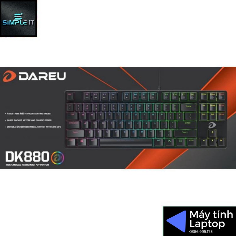 [DAREU] Bàn phím Cơ DAREU EK880 Đèn Led RGB (RGB, Blue/ Brown/ Red D ...
