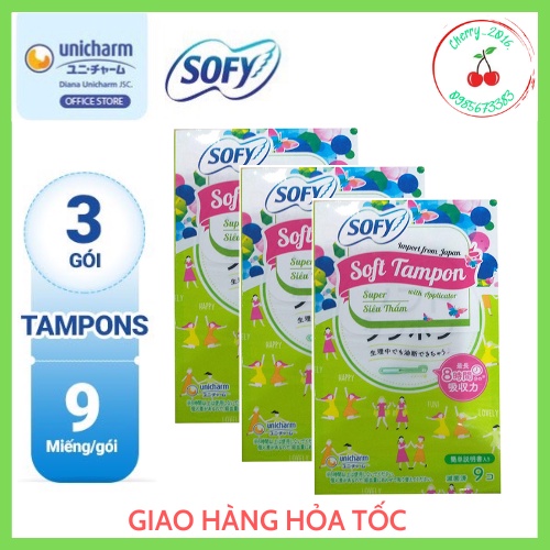 Băng vệ sinh SOFY TAMPON - gói 9 ống - combo 3 gói | Shopee Việt Nam