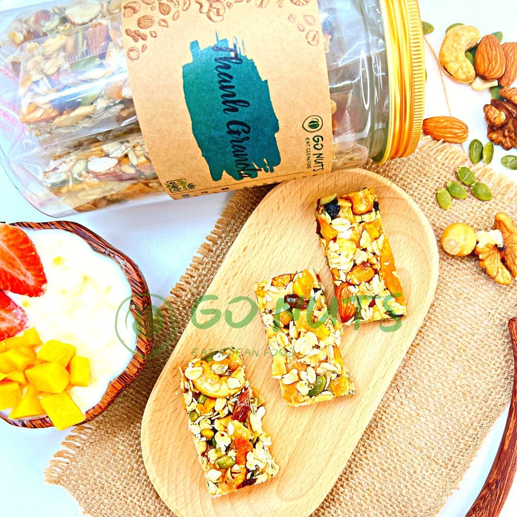 Thanh Granola túi 250g GO NUTS Granola bar Thanh hạt dinh dưỡng mix Bánh ngũ cốc ăn kiêng hỗ trợ ...