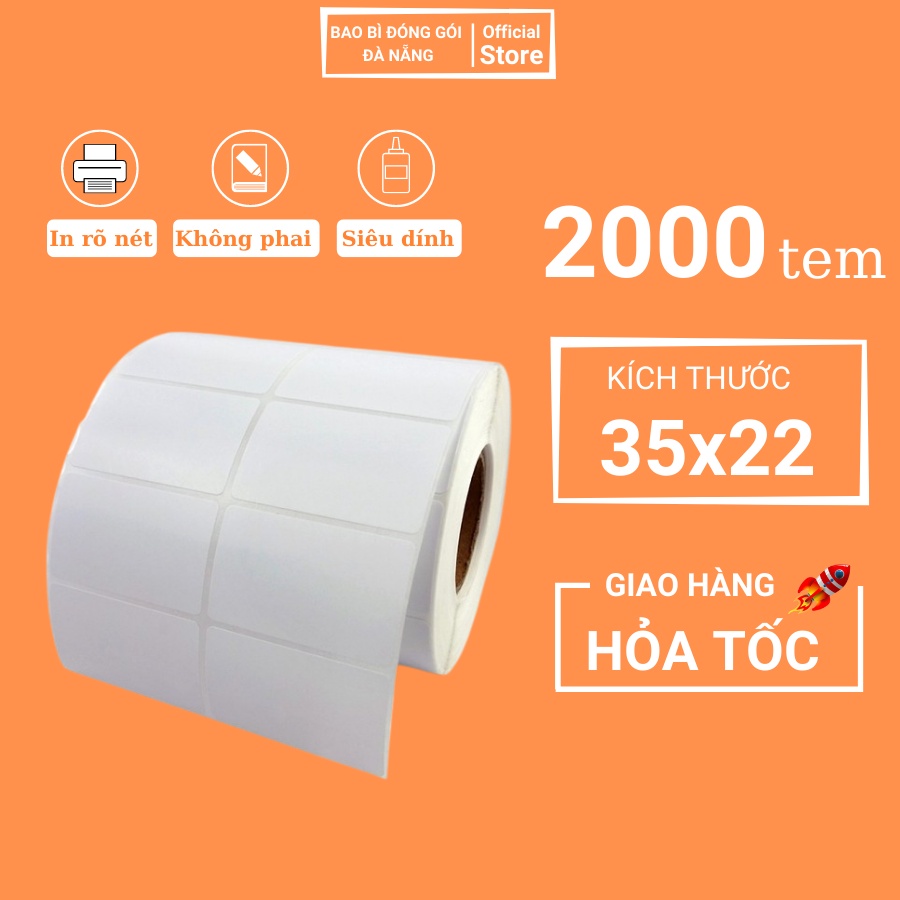 Giấy in mã vạch, decal nhiệt, cuộn in tem, 2 tem một hàng, cuộn 2000 ...