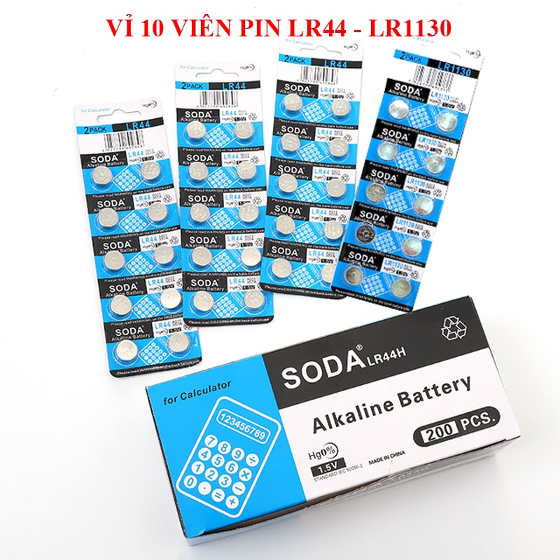 Vỉ 10 viên pin cúc áo AG13/LR44 AG10/LR1130 AG3/LR41- pin đồng hồ điện ...