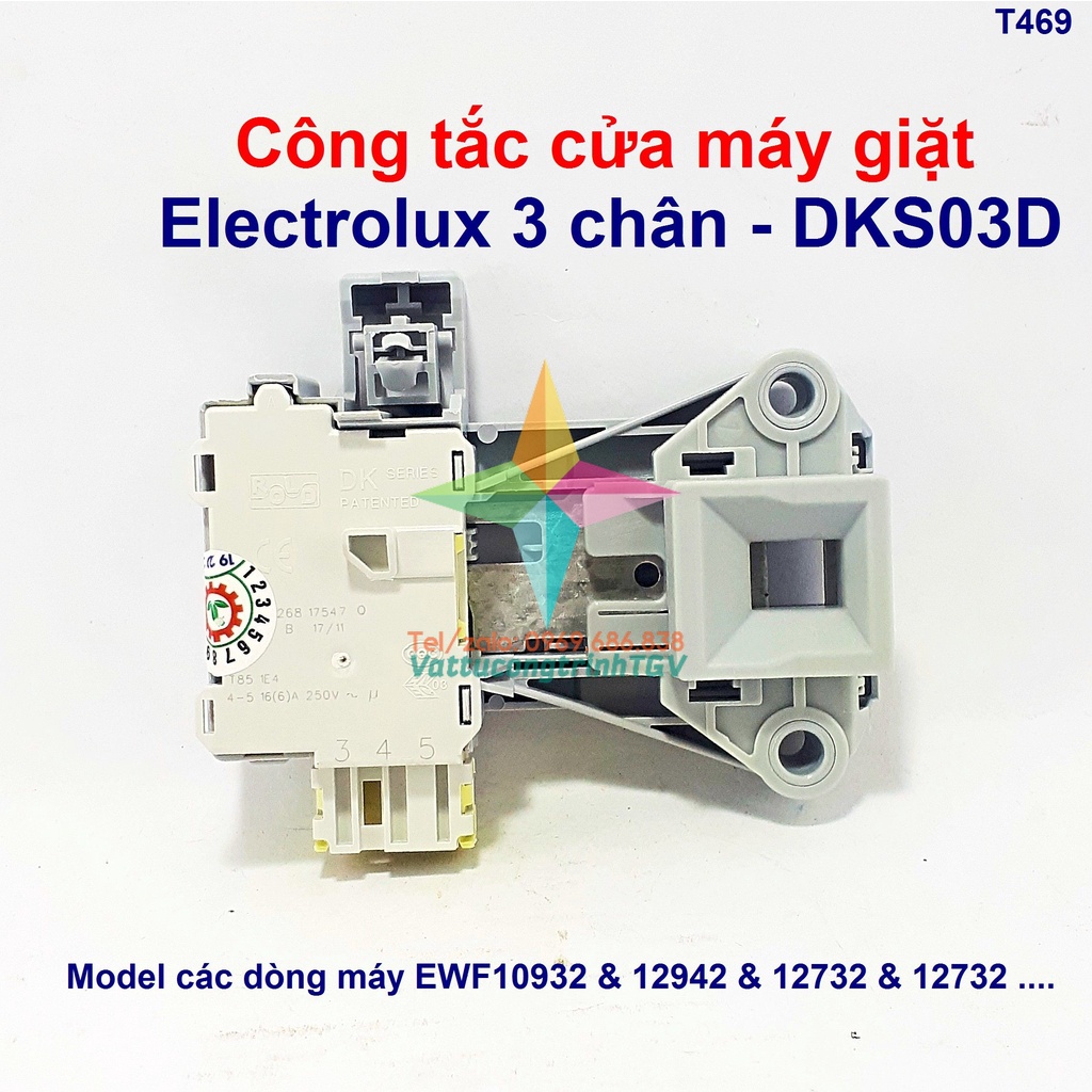 Công tắc của 3 chân DKS03D máy giặt Electrolux EWF10932 & 12942 & 12732 ...