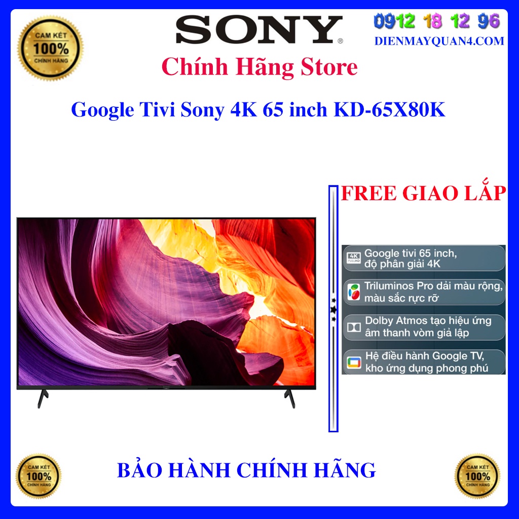 [Sony 65X80K] Android Tivi Sony 4K 65 inch KD-65X80K Mới 2022 | Shopee Việt Nam