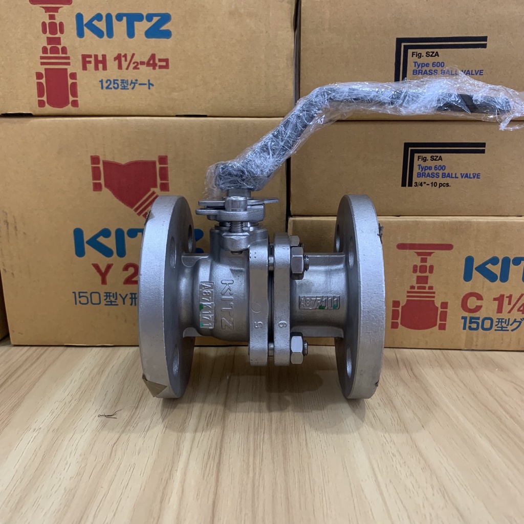 VAN BI 2 PC INOX 304 NỐI BÍCH JIS10K KITZ-10UTB phi 34mm, 60mm Van dùng cho khí nén, dầu, Nước ...