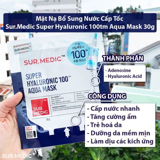Mặt Nạ Cấp Nước Cấp Tốc SURMEDIC Mask 30g - SUPER HYALURONIC 100TM AQUA ...