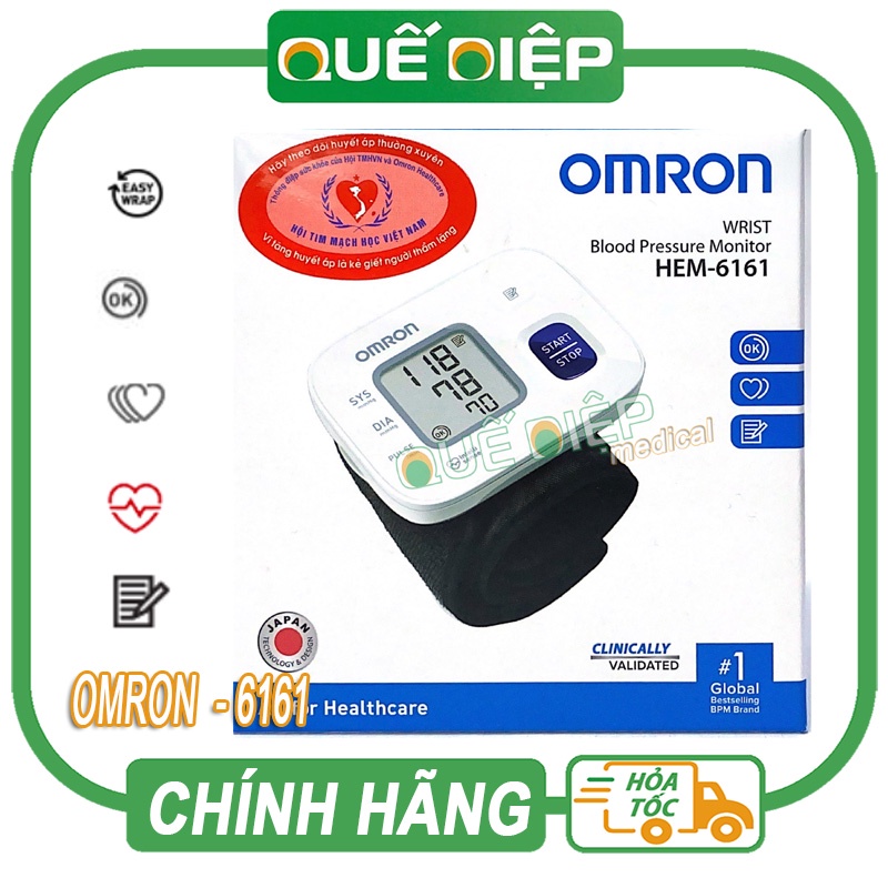 OMRON HEM-6161 - Máy đo huyết áp OMRON HEM 6161, cổ tay điện tử, cảnh ...