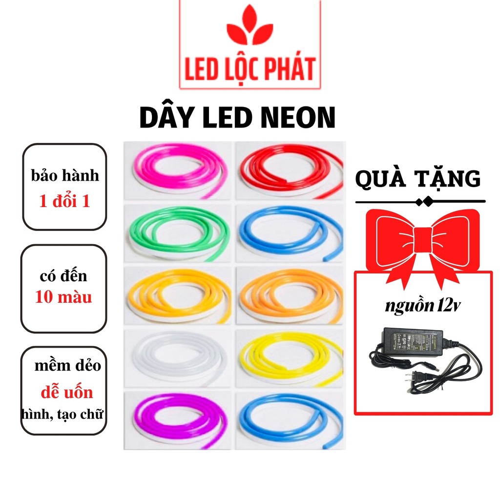 Led neon 5m 12v kèm nguồn uốn dẻo trang trí, dây đèn led neon uốn chữ ...