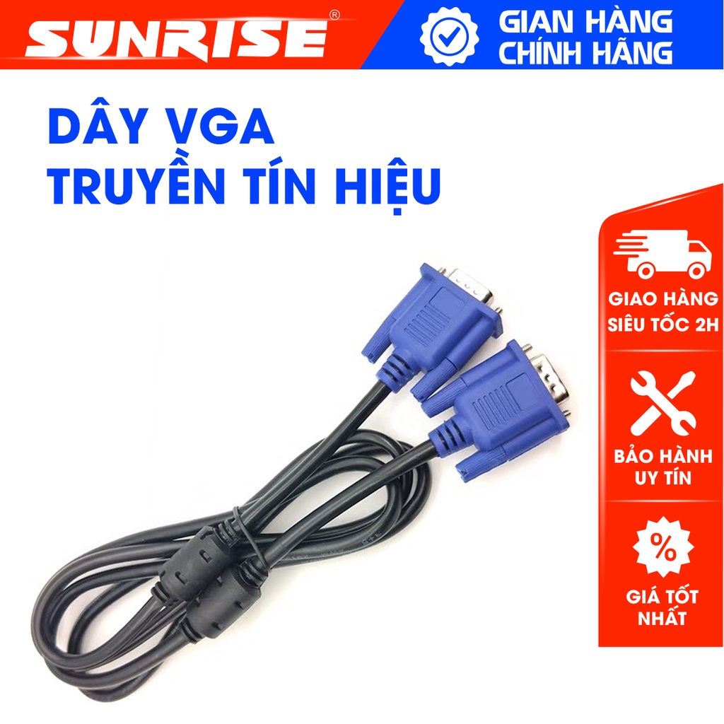 Dây VGA dài 1.5m, Cáp VGA dùng cho màn hình máy tính, PC, máy chiếu, đa phương tiện - Sunrise ...