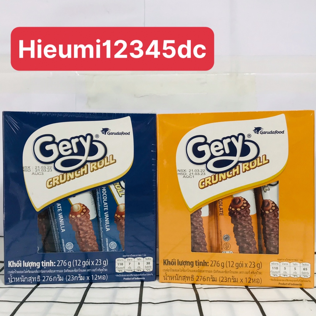 Bánh cuộn phủ Socola Gery Crunch Roll Hộp 276g (12 que) | Shopee Việt Nam
