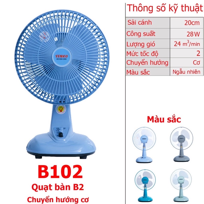 QUẠT BÀN SENKO B102. HÀNG CÔNG TY BẢO HÀNH ĐẦY ĐỦ. MÀU NGẪU NHIÊN ...
