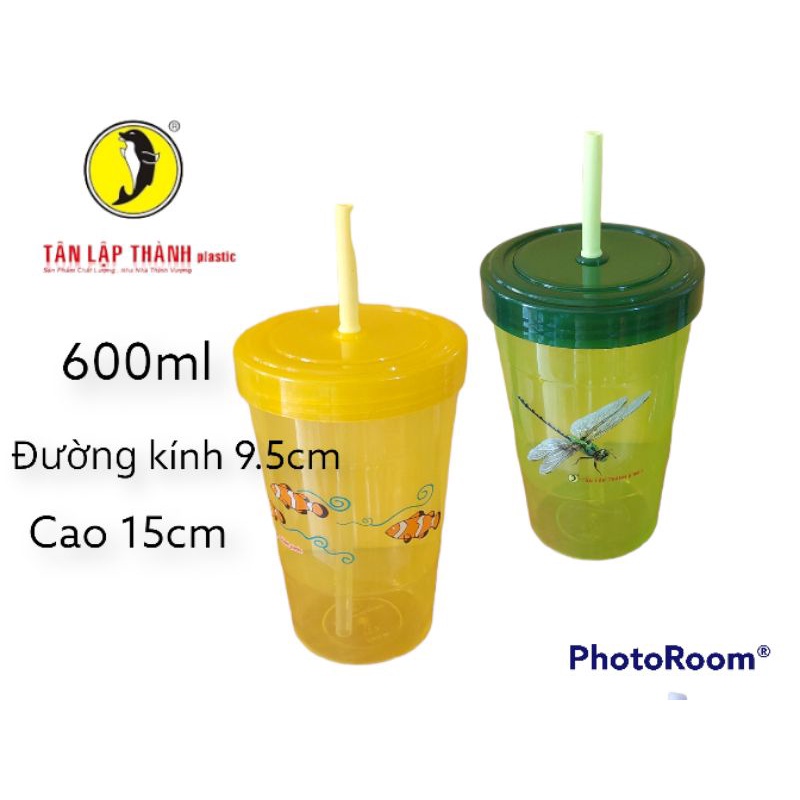 Ly nước có nắp và ống hút Tân Lập Thành - 600ml | Shopee Việt Nam