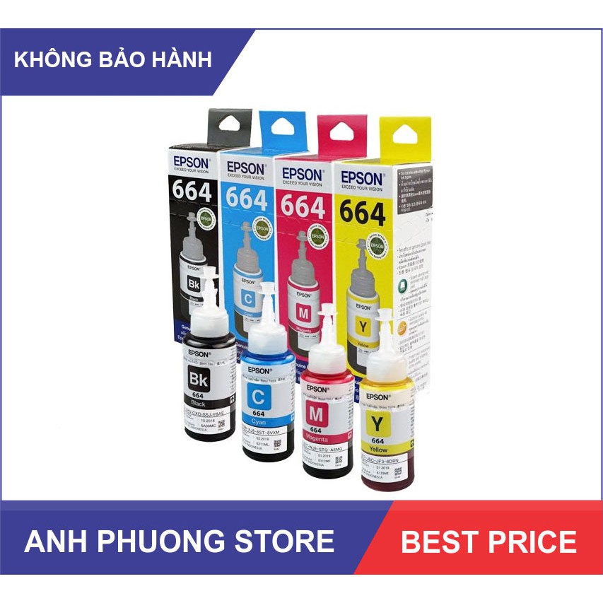 Mực in Epson T664 ( T6641, T6642, T6643, T6644) chính hãng Epson Việt ...